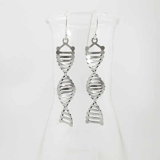 DNA silver earrings - Delftia science jewelry